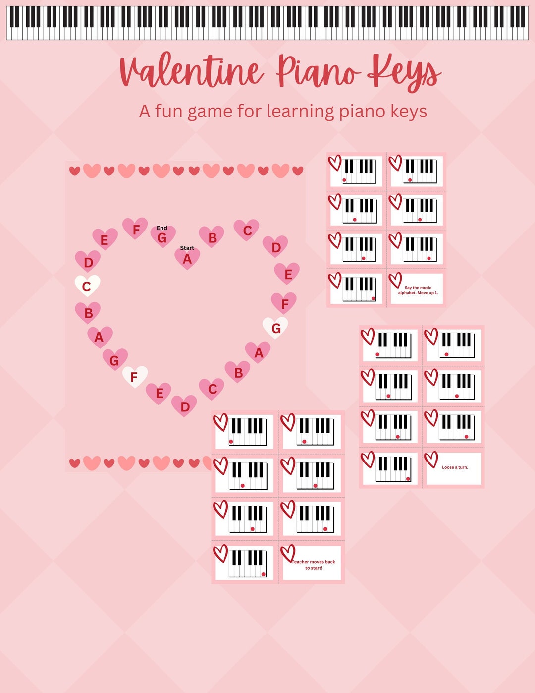 Valentine Piano Keys Group Piano Lessons Piano Game Music Theory Game ...
