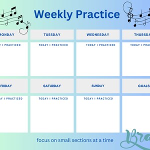Music Practice Chart Weekly Piano Lessons Music Lessons Piano Printable ...