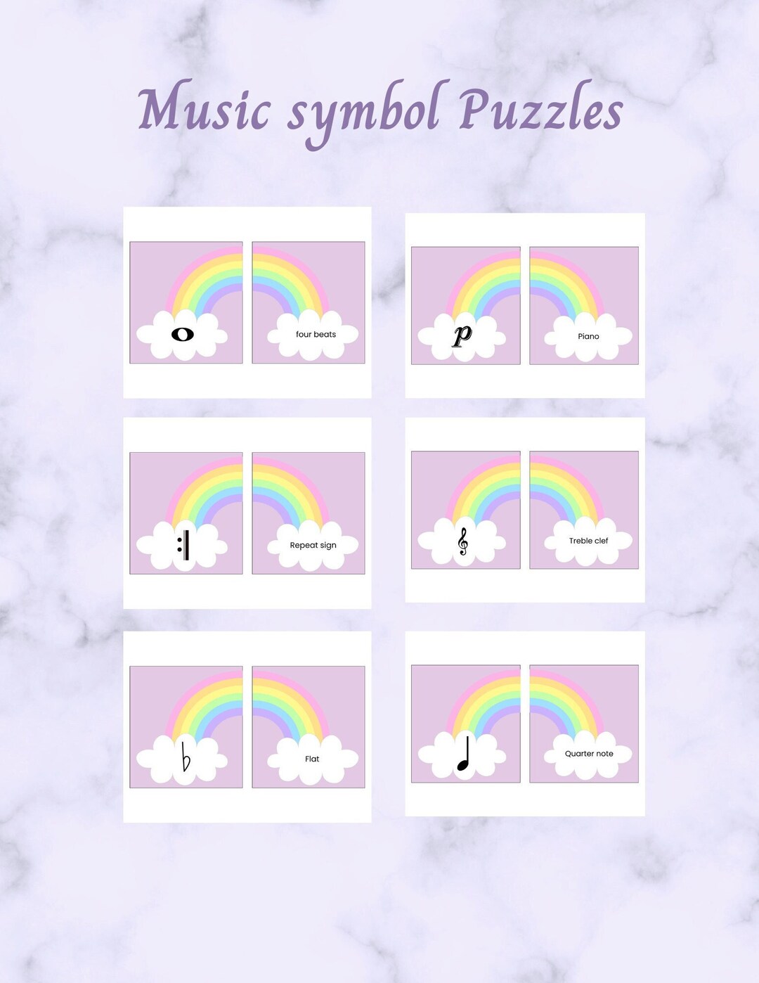 Music Symbol Puzzles Music Flashcards Piano Lesson Music Lesson Group ...
