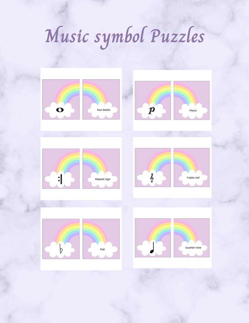 Music Symbol Puzzles Music Flashcards Piano Lesson Music Lesson Group ...
