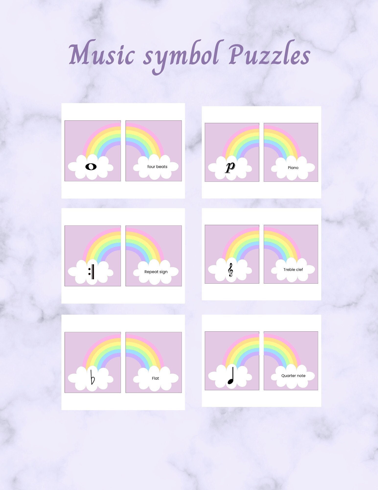 Music Symbol Puzzles Music Flashcards Piano Lesson Music Lesson Group ...