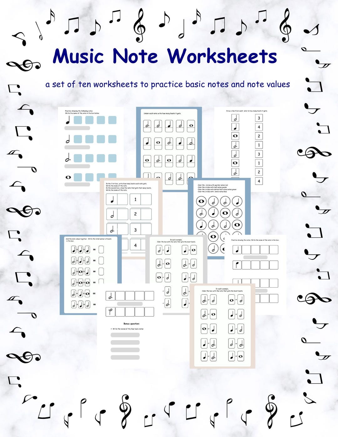 Music Note Worksheets Music Theory Worksheets Music Printable Music ...
