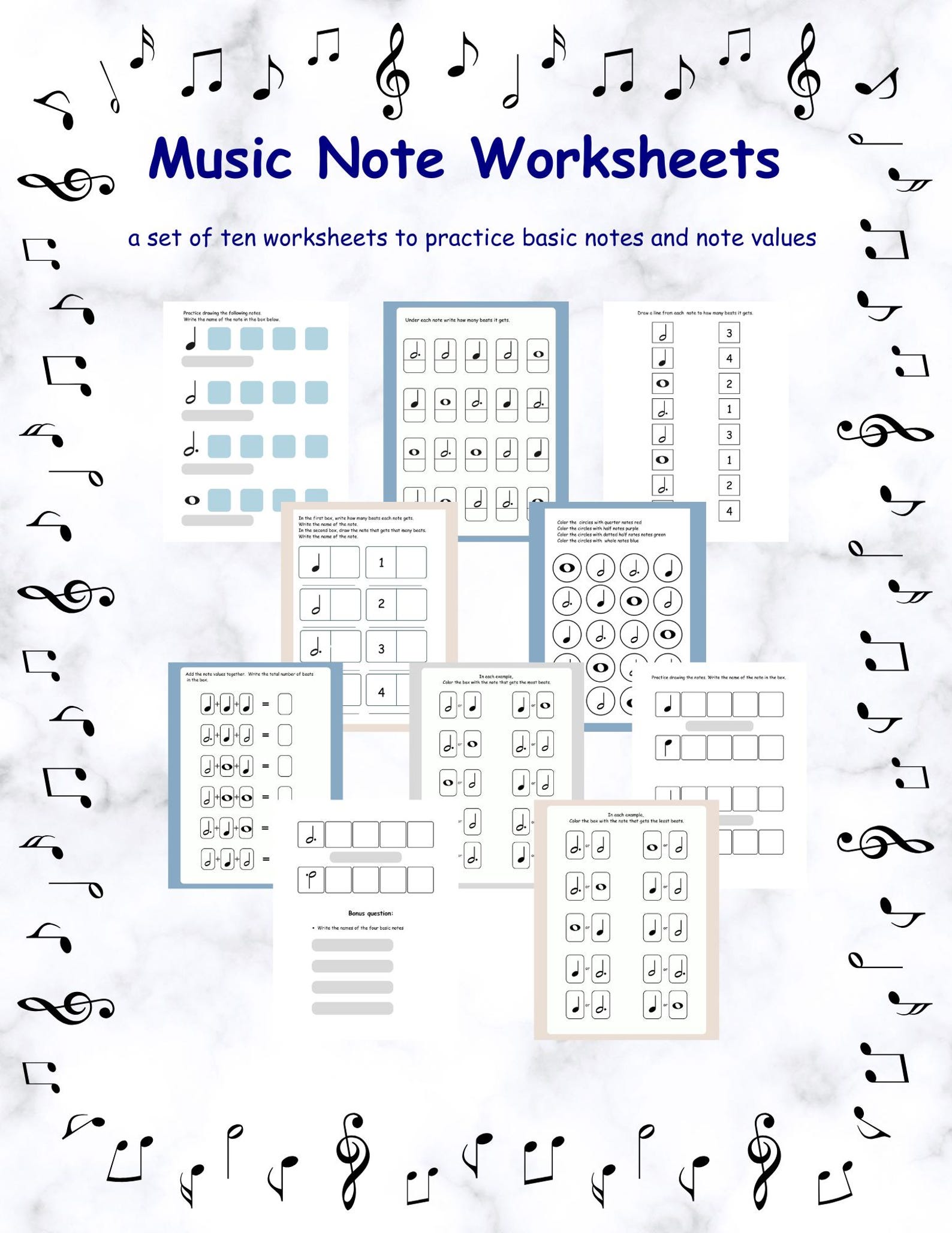 Music Note Worksheets Music Theory Worksheets Music Printable Music ...