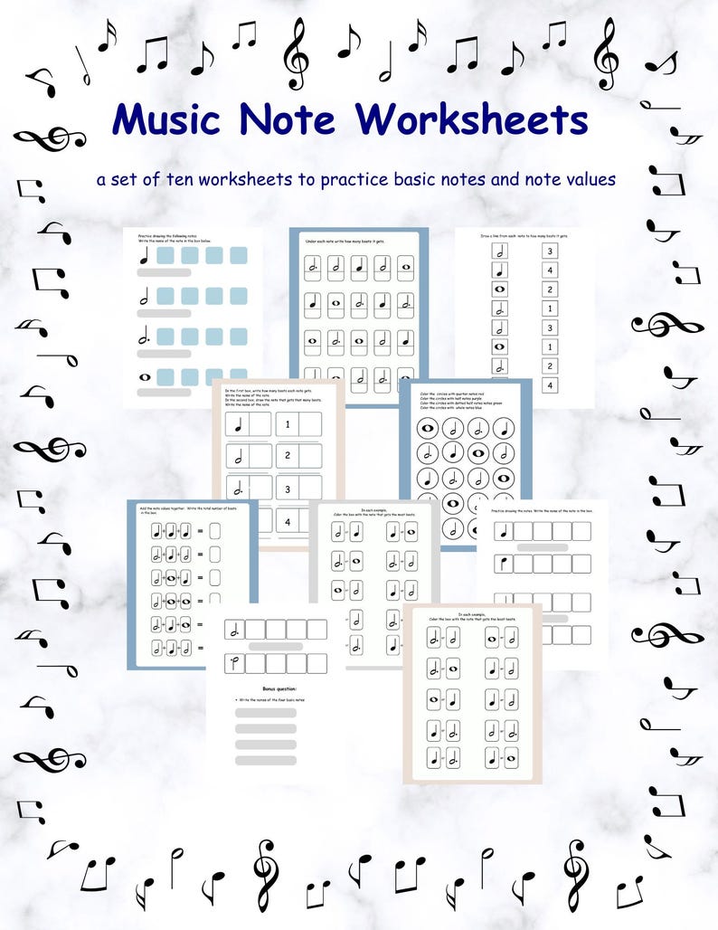 Music Note Worksheets Music Theory Worksheets Music Printable Music ...