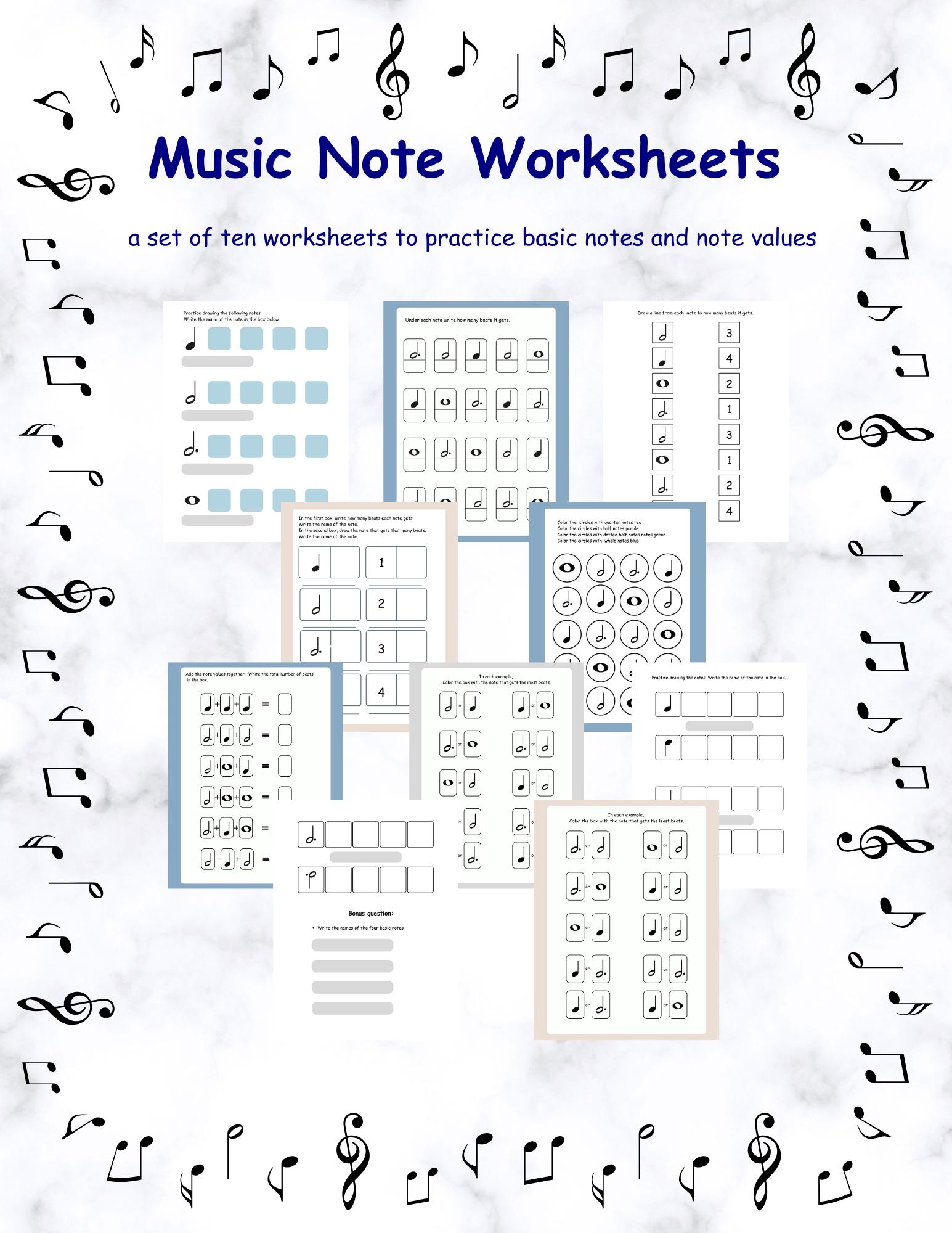 Music Note Worksheets Music Theory Worksheets Music Printable Music ...