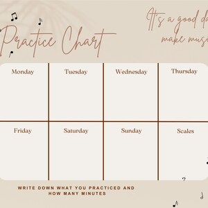 Music Practice Tracker Scale Tracker Repertoire List Piano Lesson Music ...