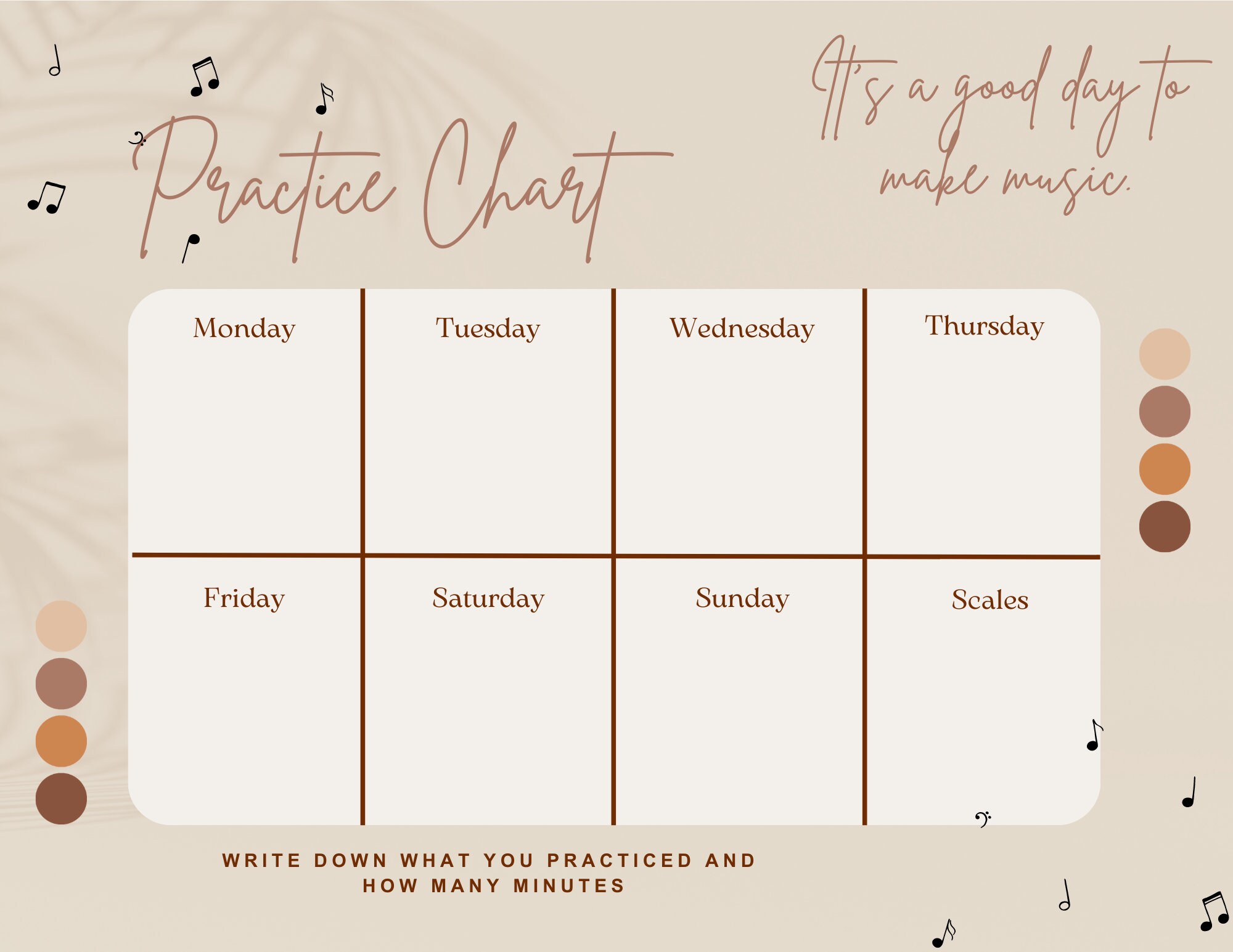 Music Practice Tracker Scale Tracker Repertoire List Piano Lesson Music ...