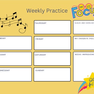 Music Practice Chart Weekly Piano Lessons Music Lessons Piano Printable ...
