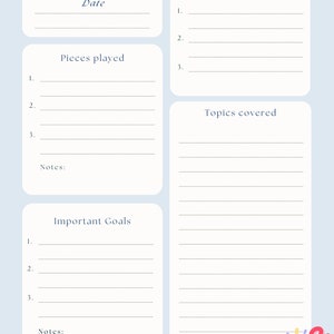 Music Assignment Sheets Piano Lessons Music Lessons Teacher Printable ...