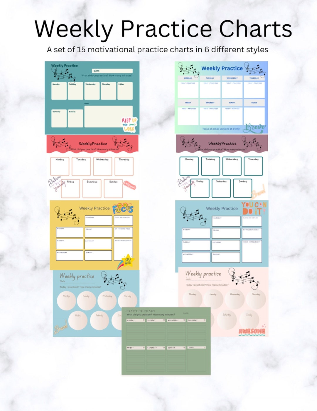 Music Practice Chart Weekly Piano Lessons Music Lessons Piano Printable ...