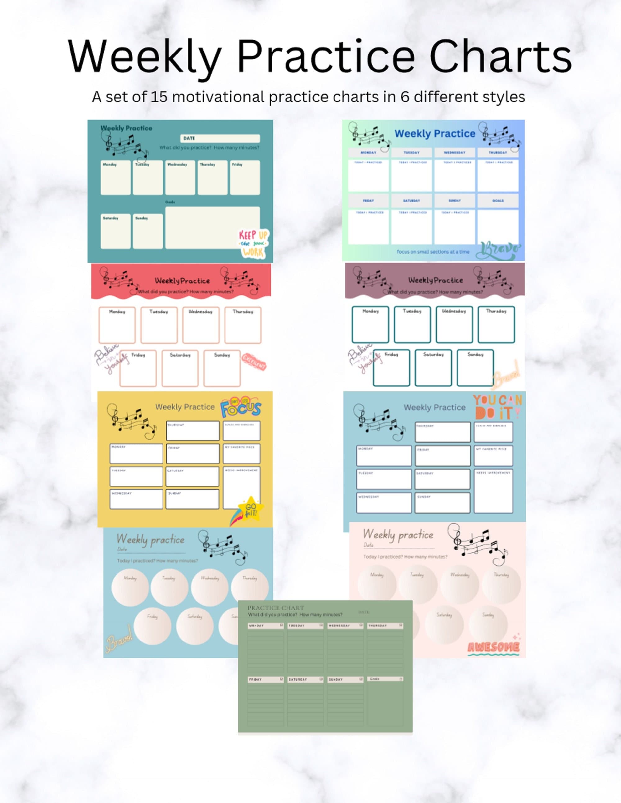 Music Practice Chart Weekly Piano Lessons Music Lessons Piano Printable ...