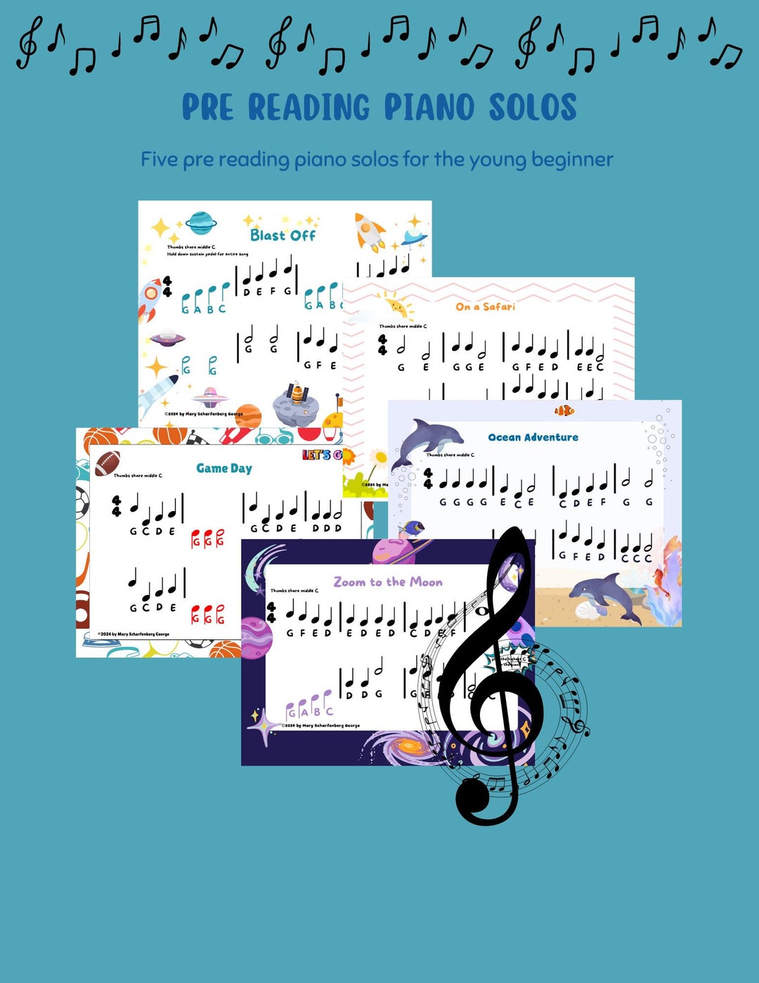 Piano Solos Pre Reading Beginning Piano Kindergarten Piano Homeschool ...