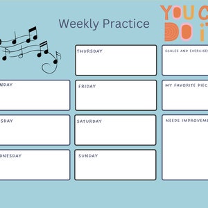 Music Practice Chart Weekly Piano Lessons Music Lessons Piano Printable ...