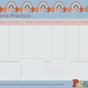 Piano Practice Charts Scale Tracker Practice Tracker Repertoire List ...