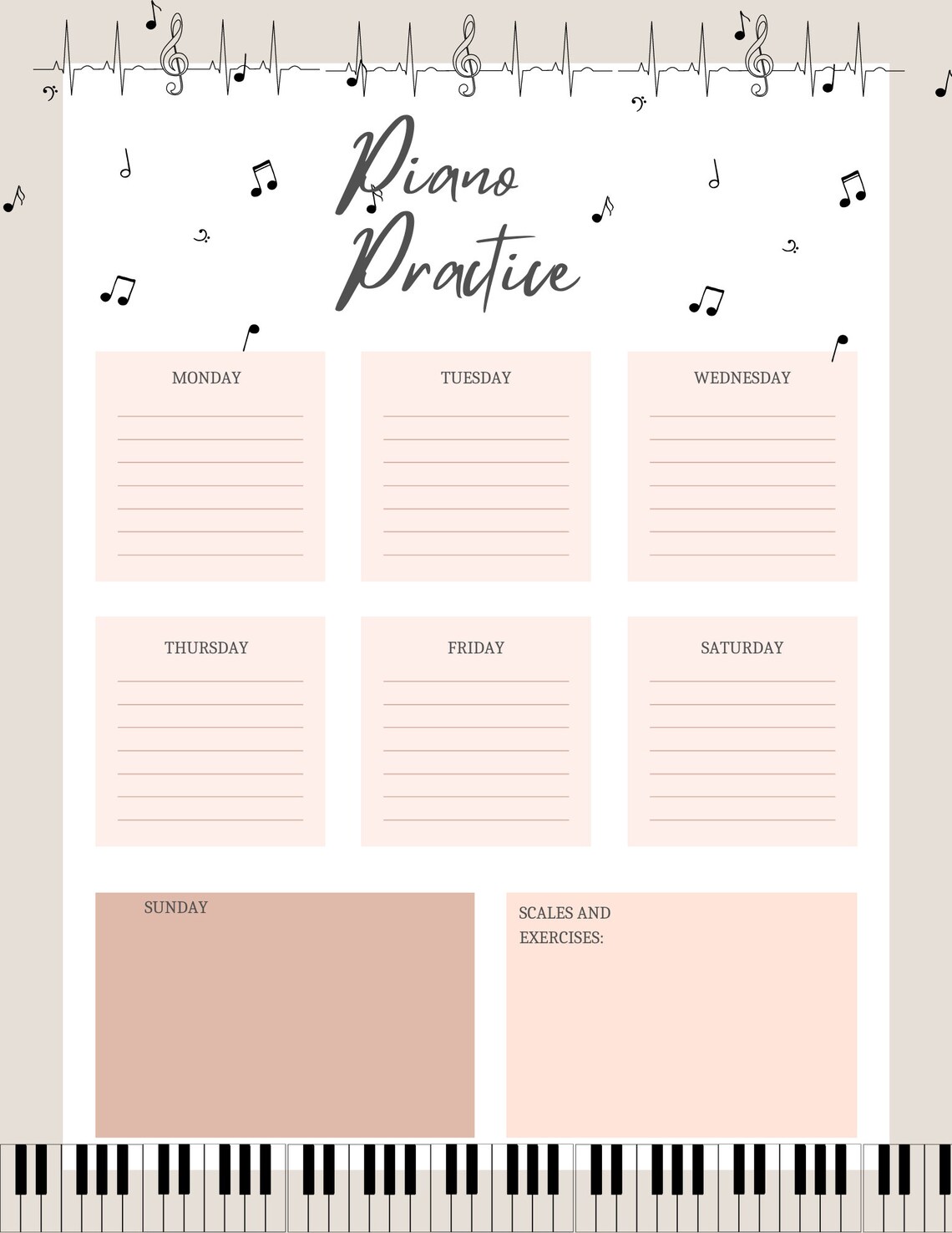 Piano Practice Charts Weekly Piano Lessons Music Lessons Practice ...