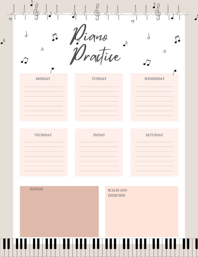 Piano Practice Charts Weekly Piano Lessons Music Lessons Practice ...