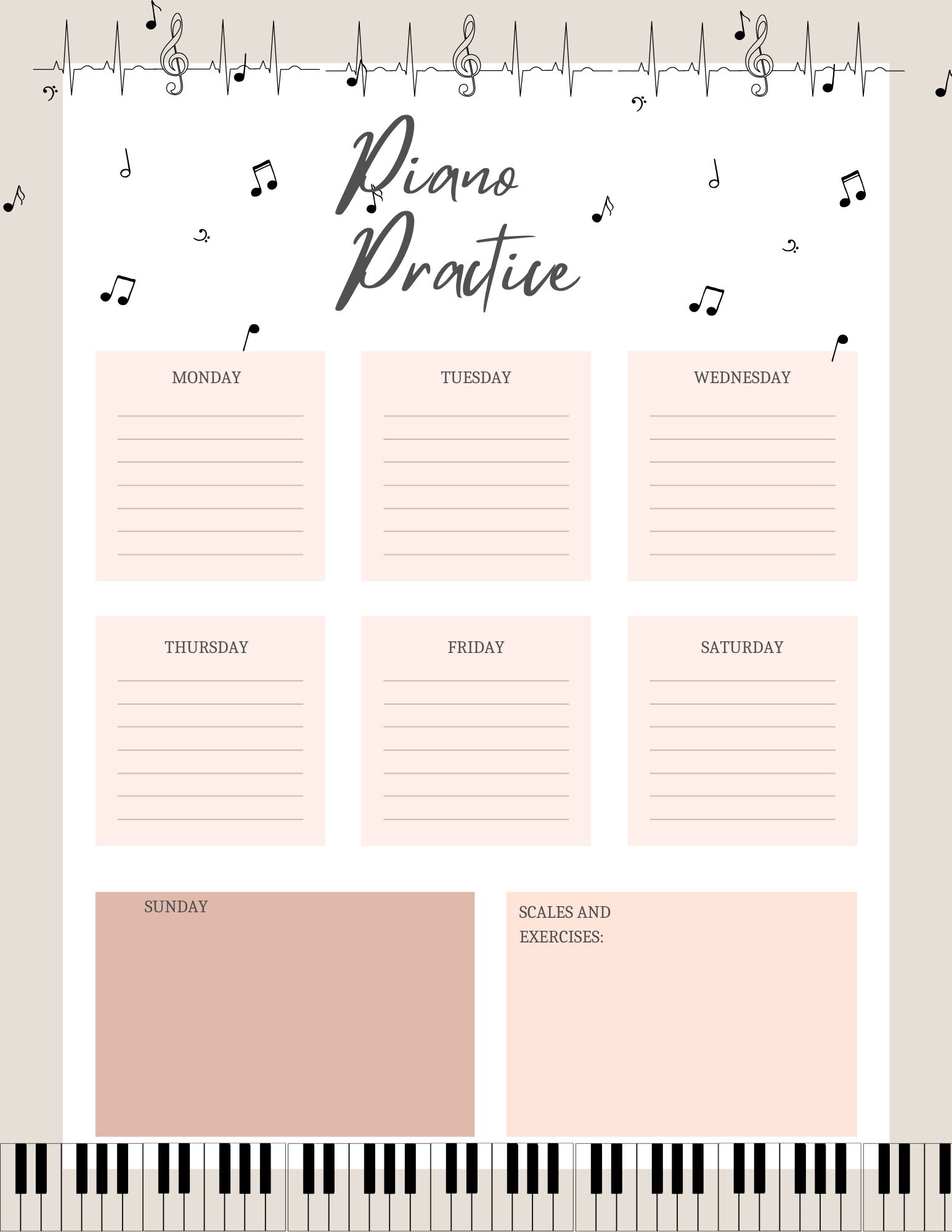 Piano Practice Charts Weekly Piano Lessons Music Lessons Practice ...