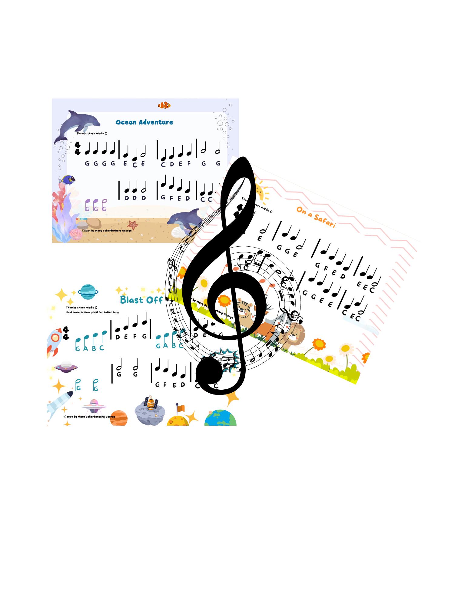 Piano Solos Pre Reading Beginning Piano Kindergarten Piano Homeschool ...