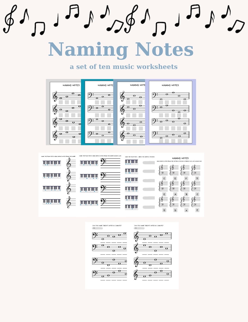 Music Worksheets Basic Note Reading Treble Clef Worksheets Bass Clef ...