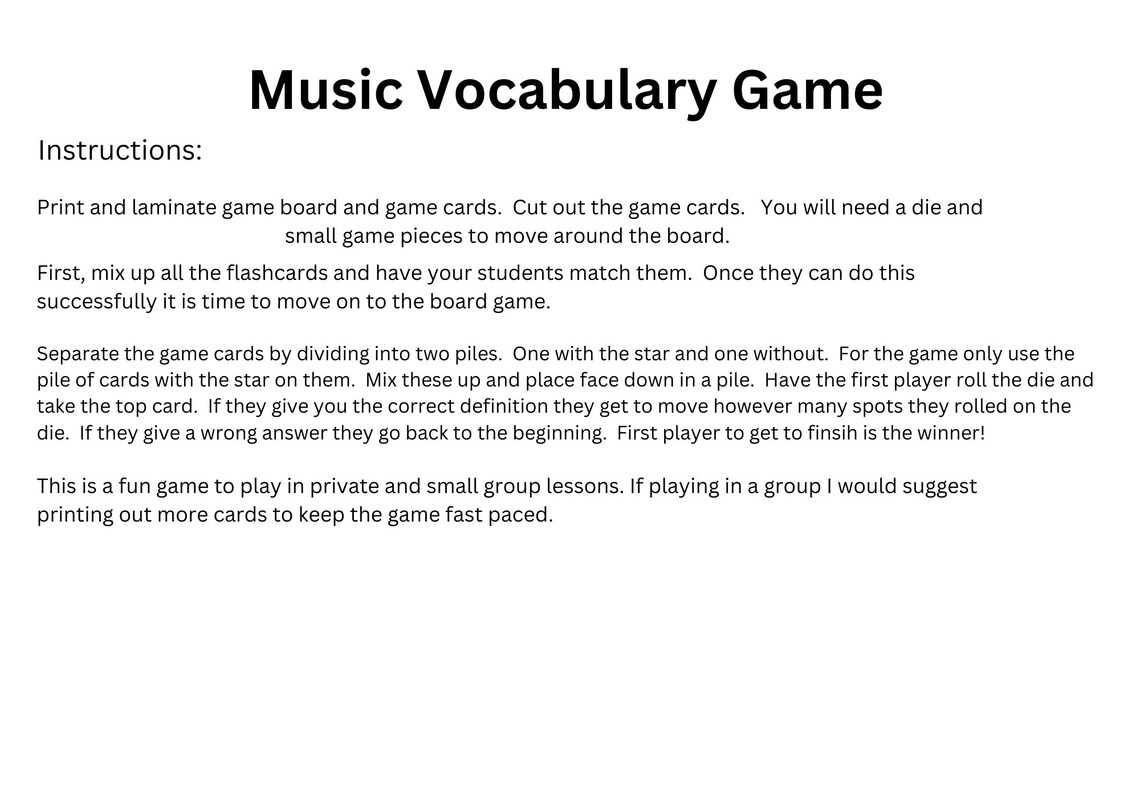 Music Vocabulary Game Piano Game Piano Flashcards Music Lessons Piano ...