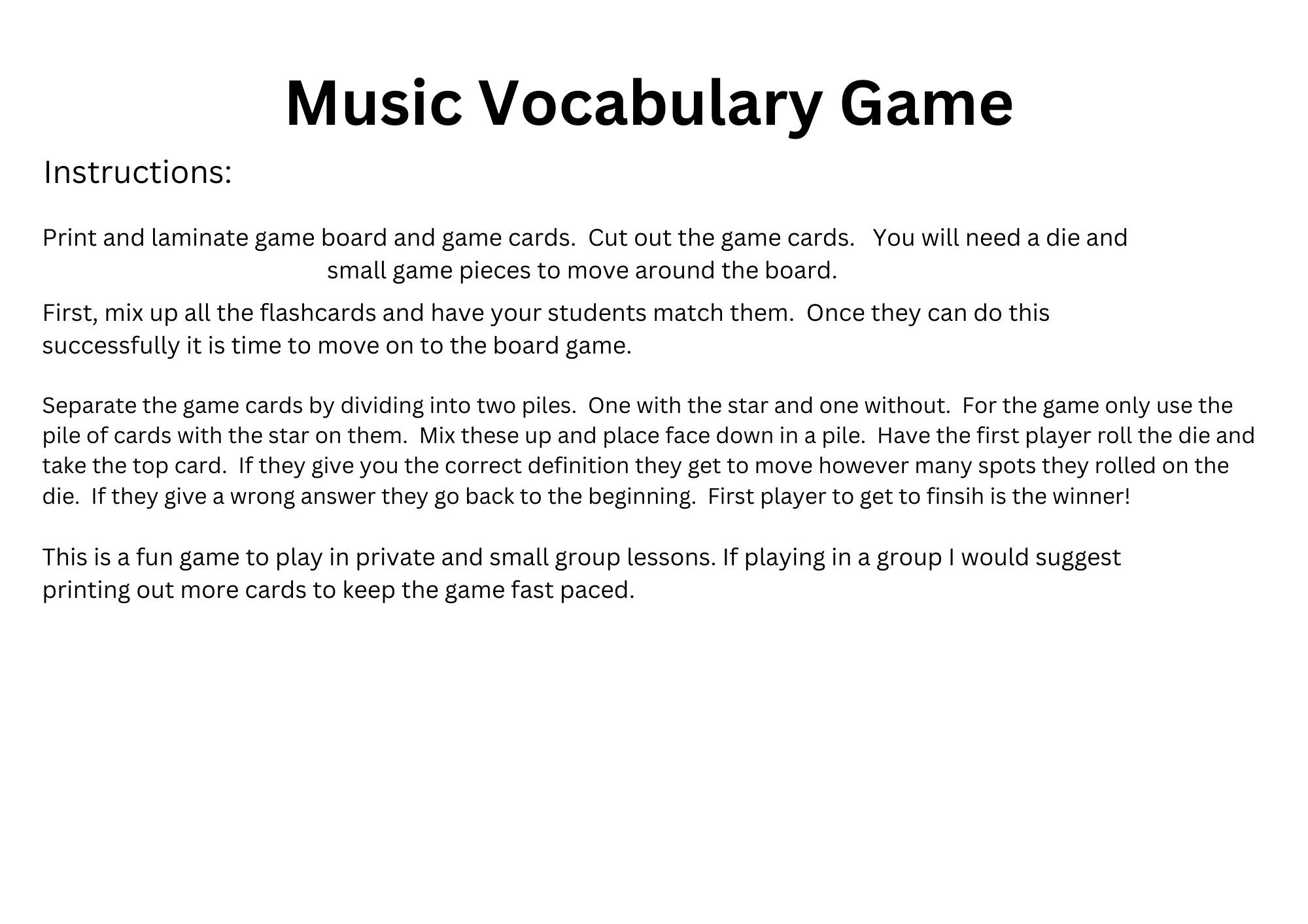 Music Vocabulary Game Piano Game Piano Flashcards Music Lessons Piano ...