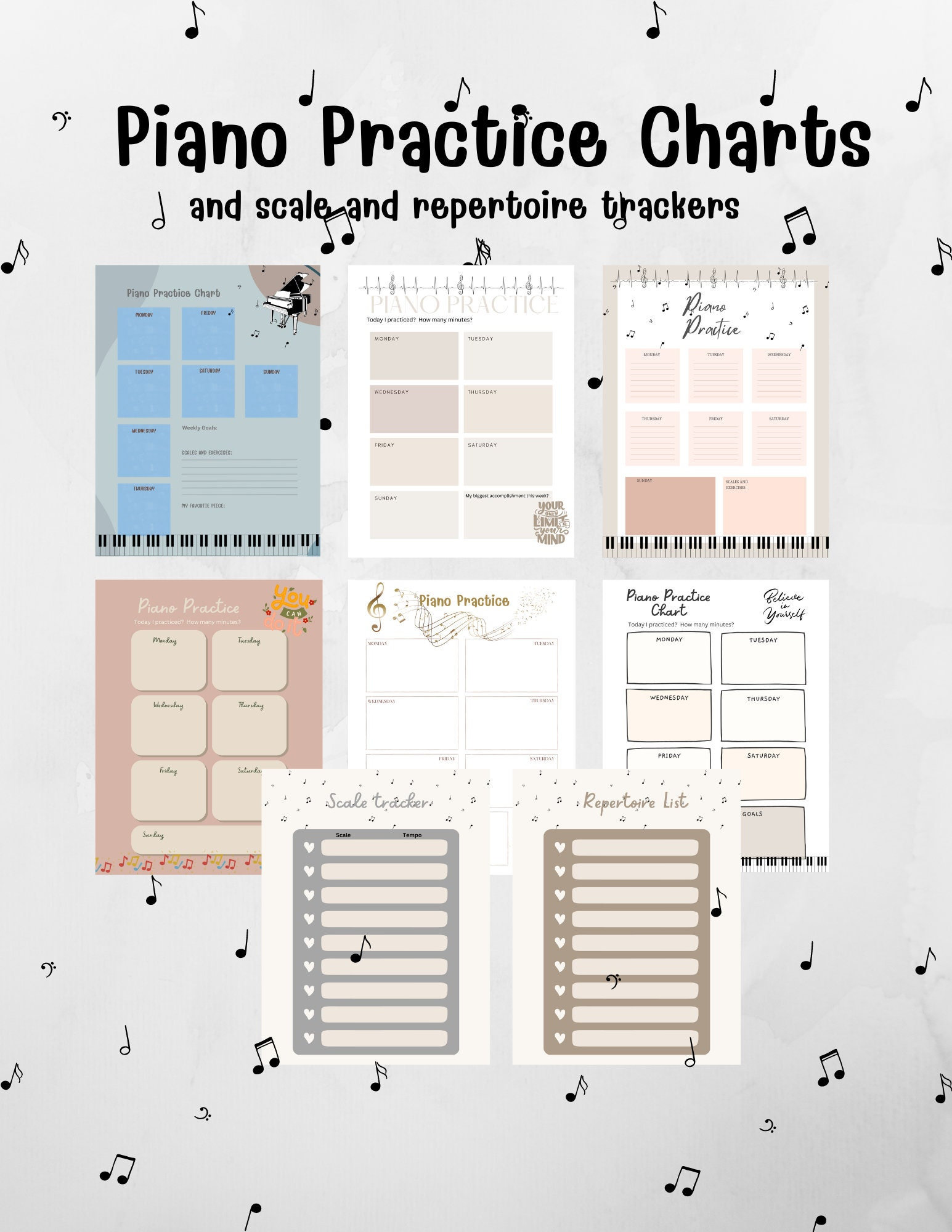 Piano Practice Charts Weekly Piano Lessons Music Lessons Practice ...