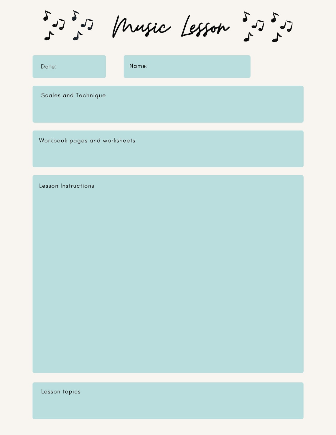 Music Assignment Printable. Music Lesson Piano Lesson Music Teacher ...