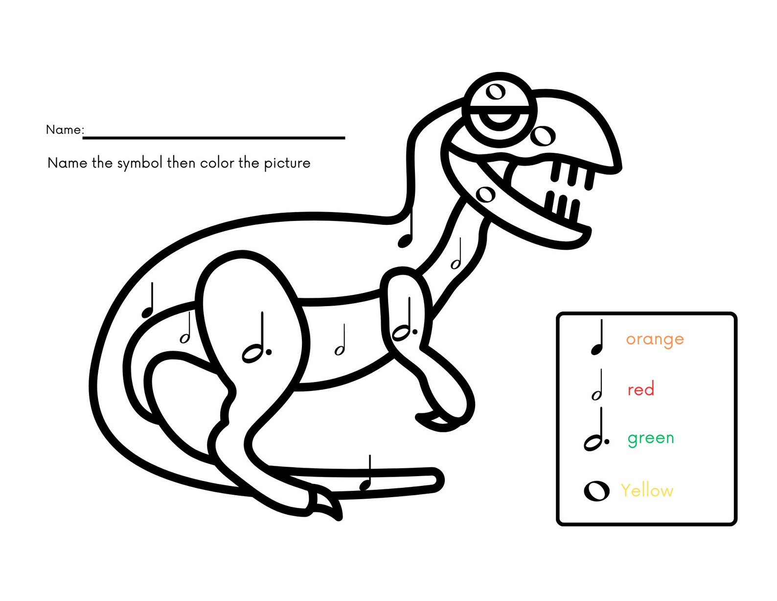 Dinosaur Music Symbol Piano Worksheets Music Worksheets Piano Lesson ...