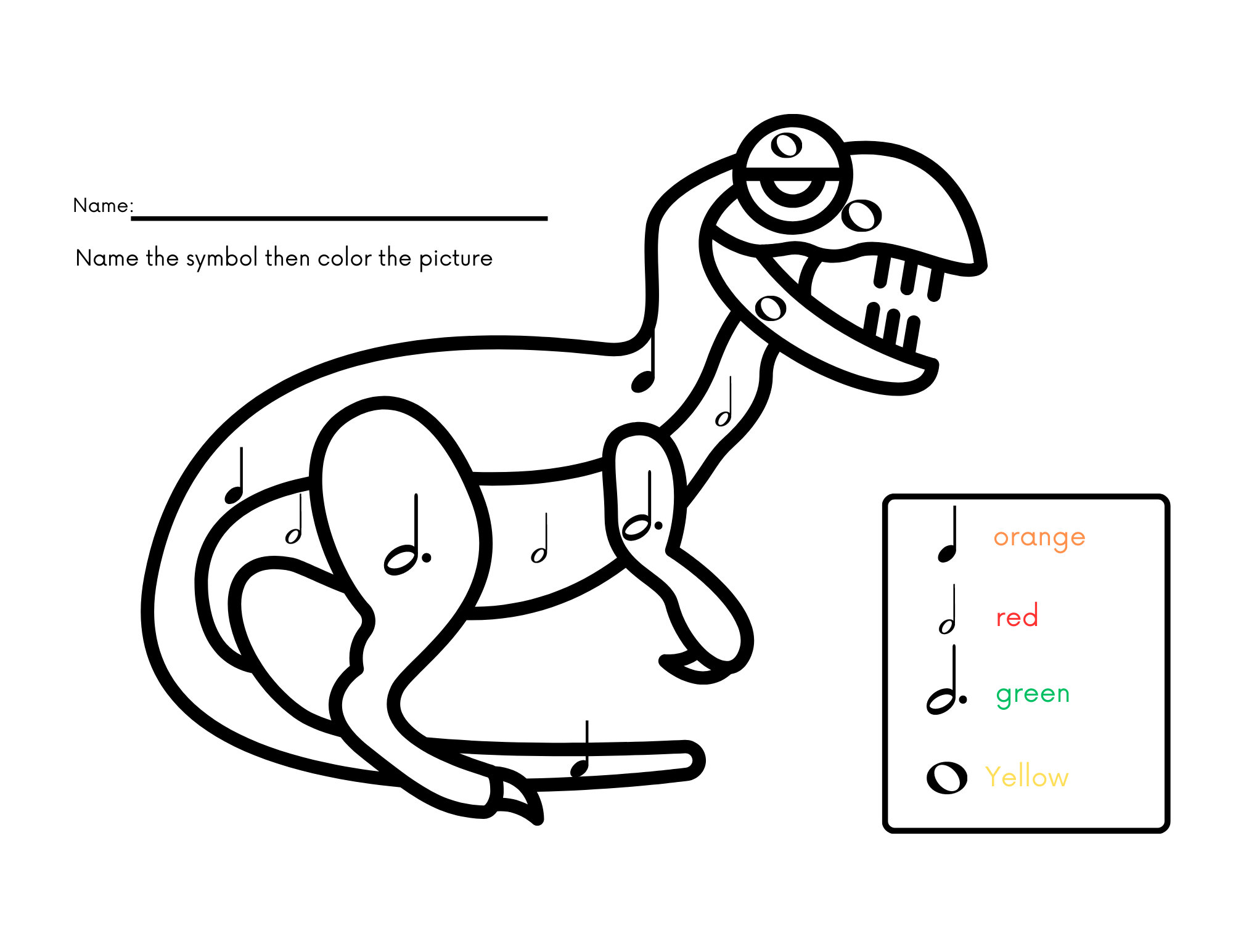 Dinosaur Music Symbol Piano Worksheets Music Worksheets Piano Lesson ...