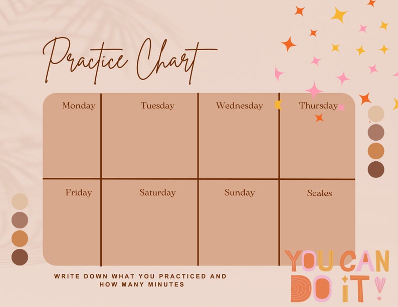 Music Practice Tracker Scale Tracker Repertoire List Piano Lesson Music ...