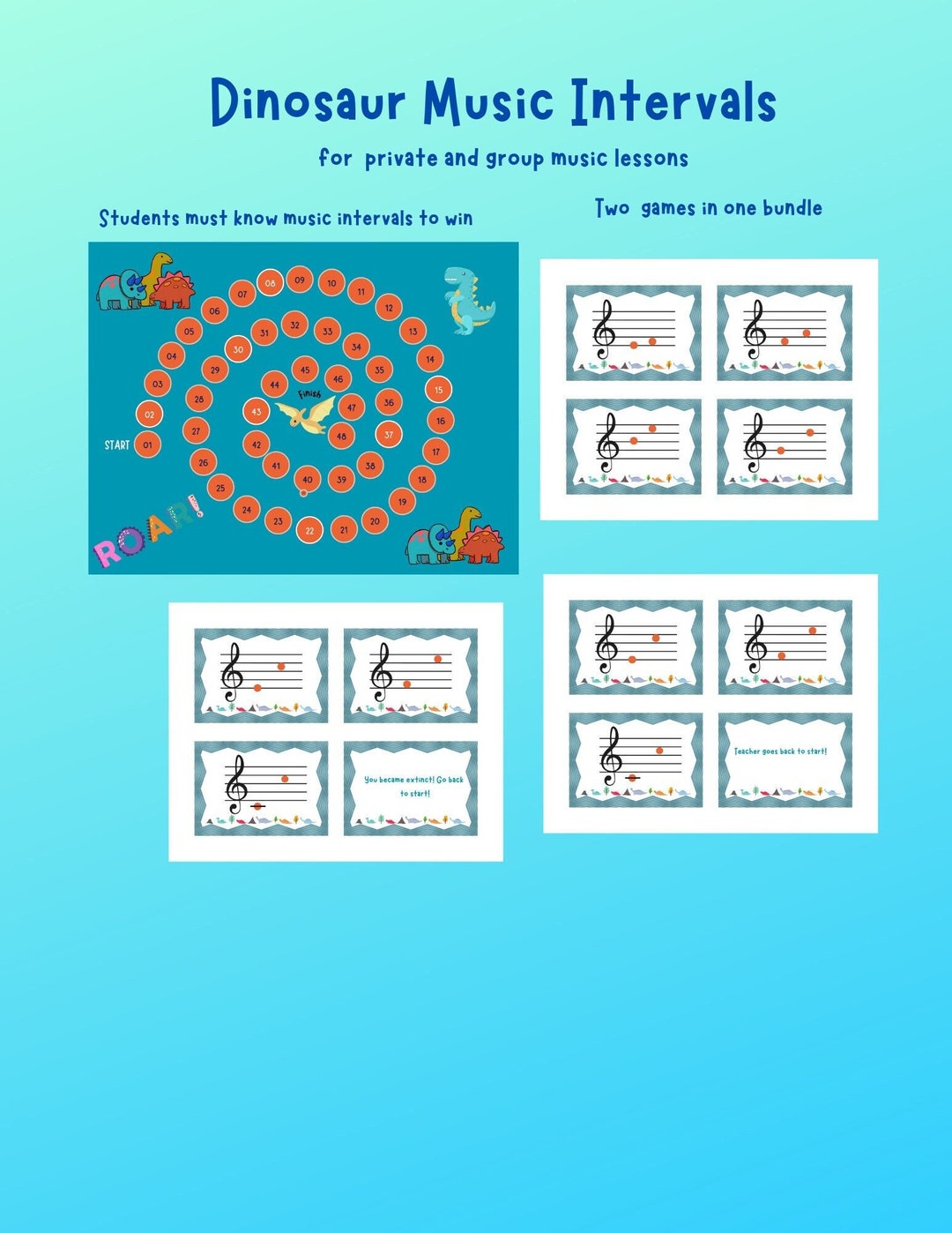 Dinosaur Music Intervals Piano Games Music Games Piano Activity Music ...