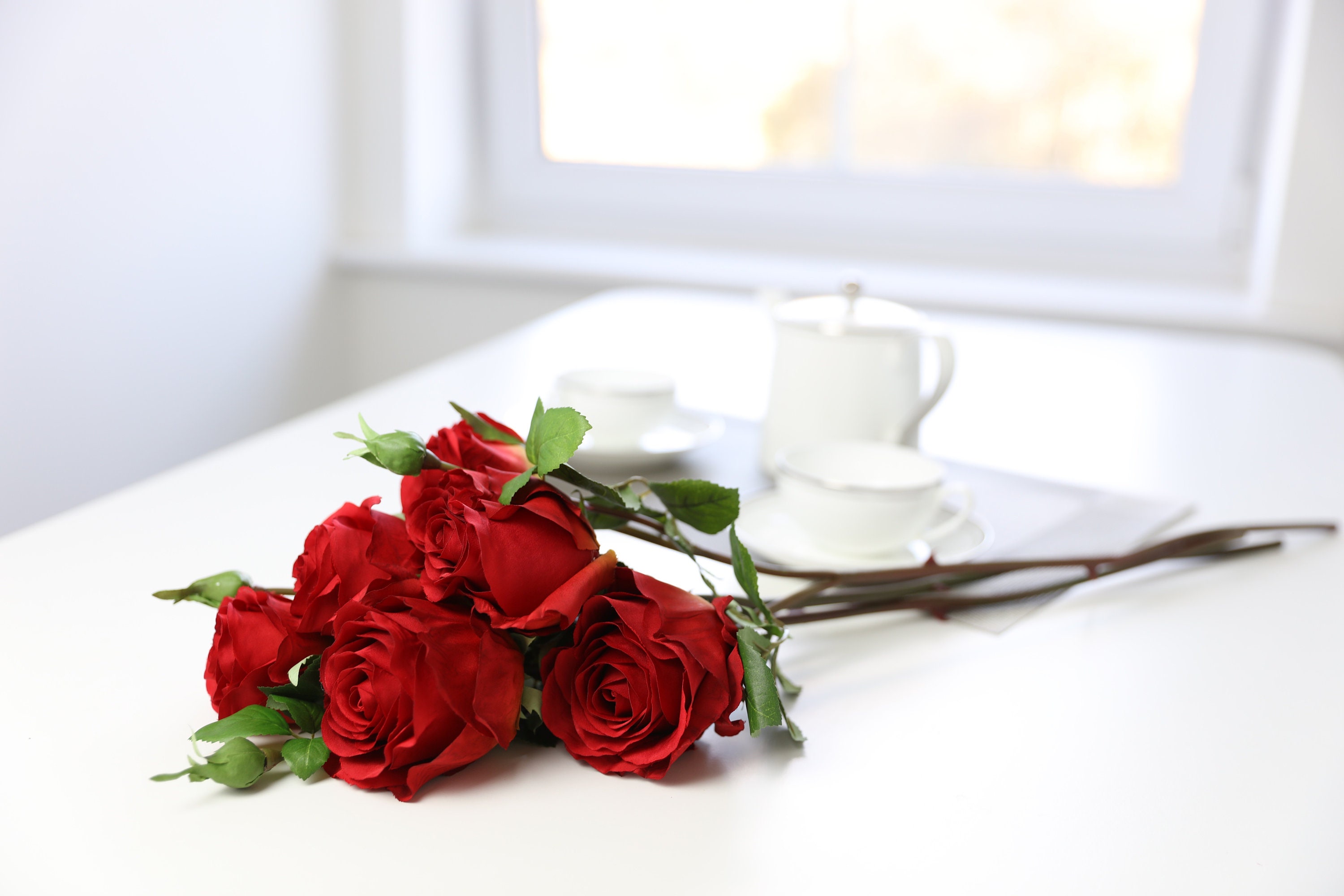 Artificial Red Rose, Beautiful Full Blossom Roses, Fake Roses for ...