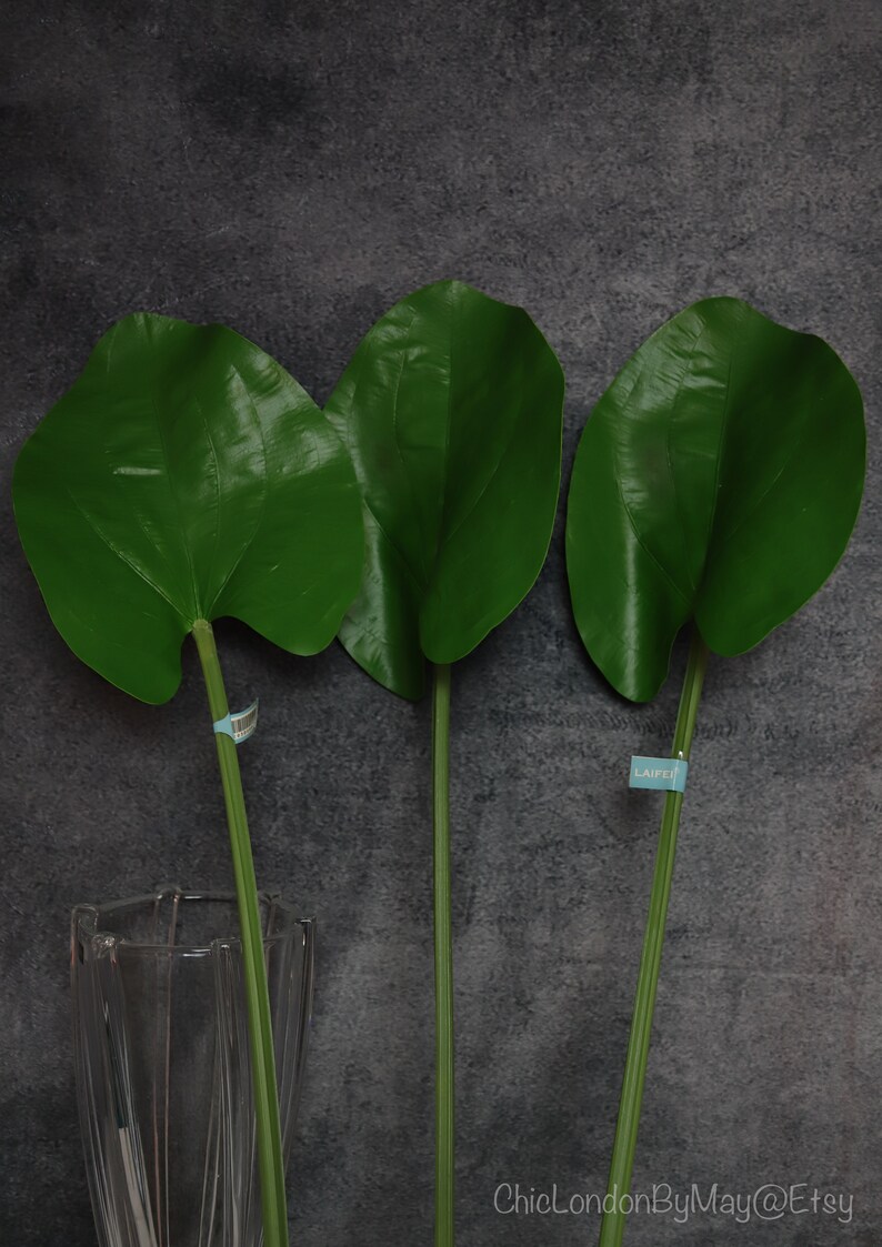 Long Green Artificial Leaf, Fake Round Leaf, Fake Foliage, Faux Lotus ...