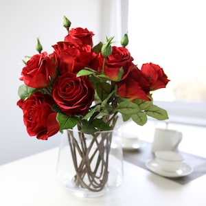 Artificial Red Rose, Beautiful Full Blossom Roses, Fake Roses for ...