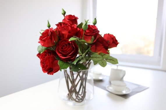 Artificial Red Rose Beautiful Full Blossom Roses Fake Roses | Etsy