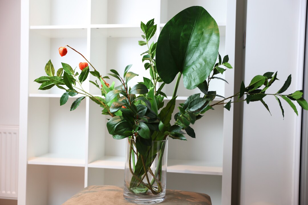 Long Green Artificial Leaf, Fake Round Leaf, Fake Foliage, Faux Lotus ...