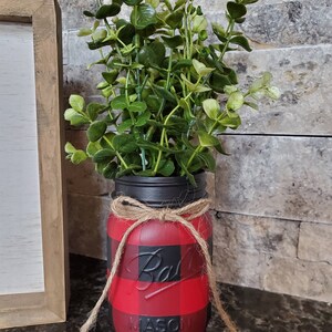 Red Buffalo Check Mason Jar Flower Vase Buffalo Plaid Mason - Etsy