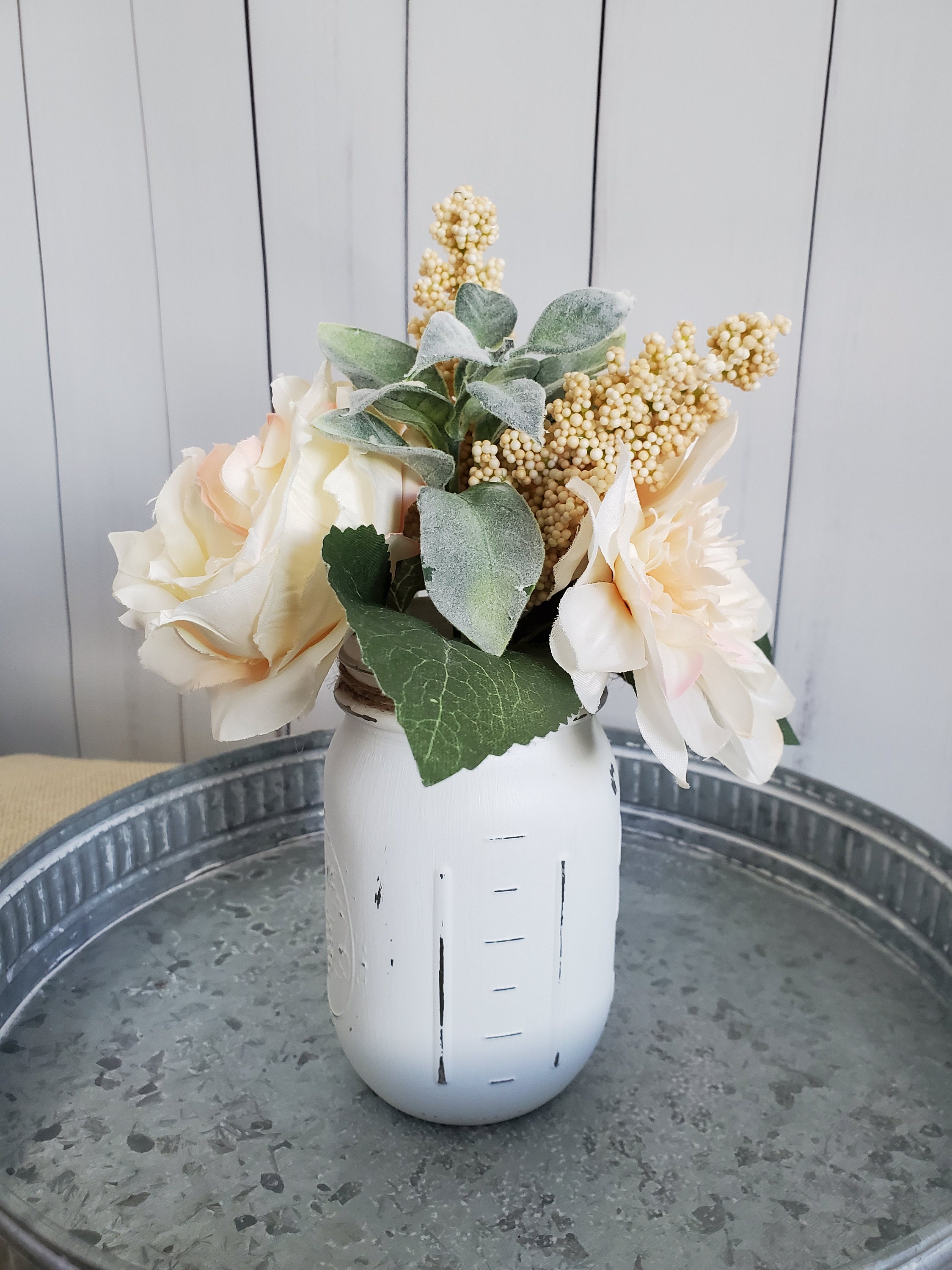 Mason Jar Floral Arrangement Painted Mason Jar Mason Jar - Etsy