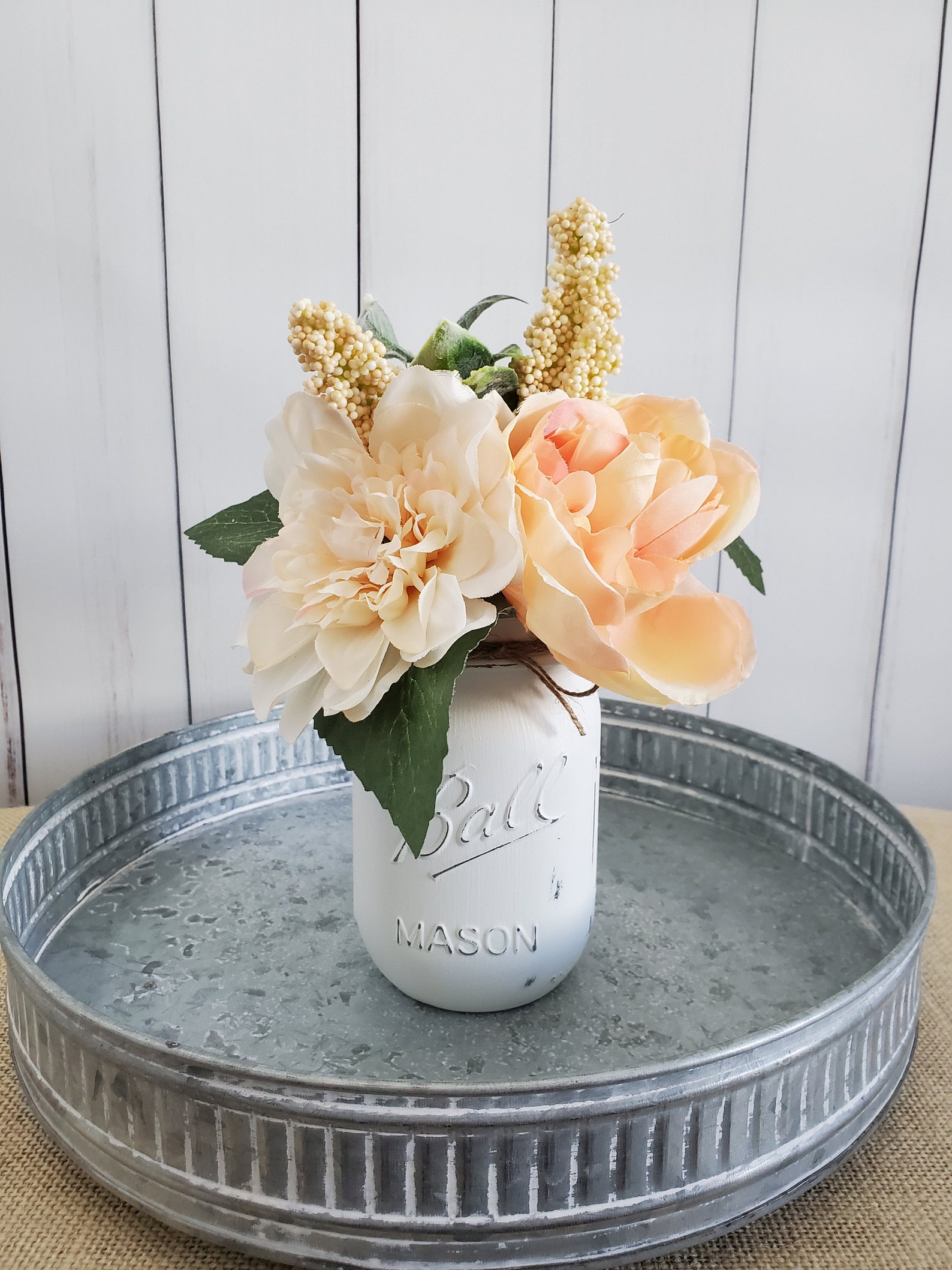 Mason Jar Floral Arrangement Painted Mason Jar Mason Jar - Etsy