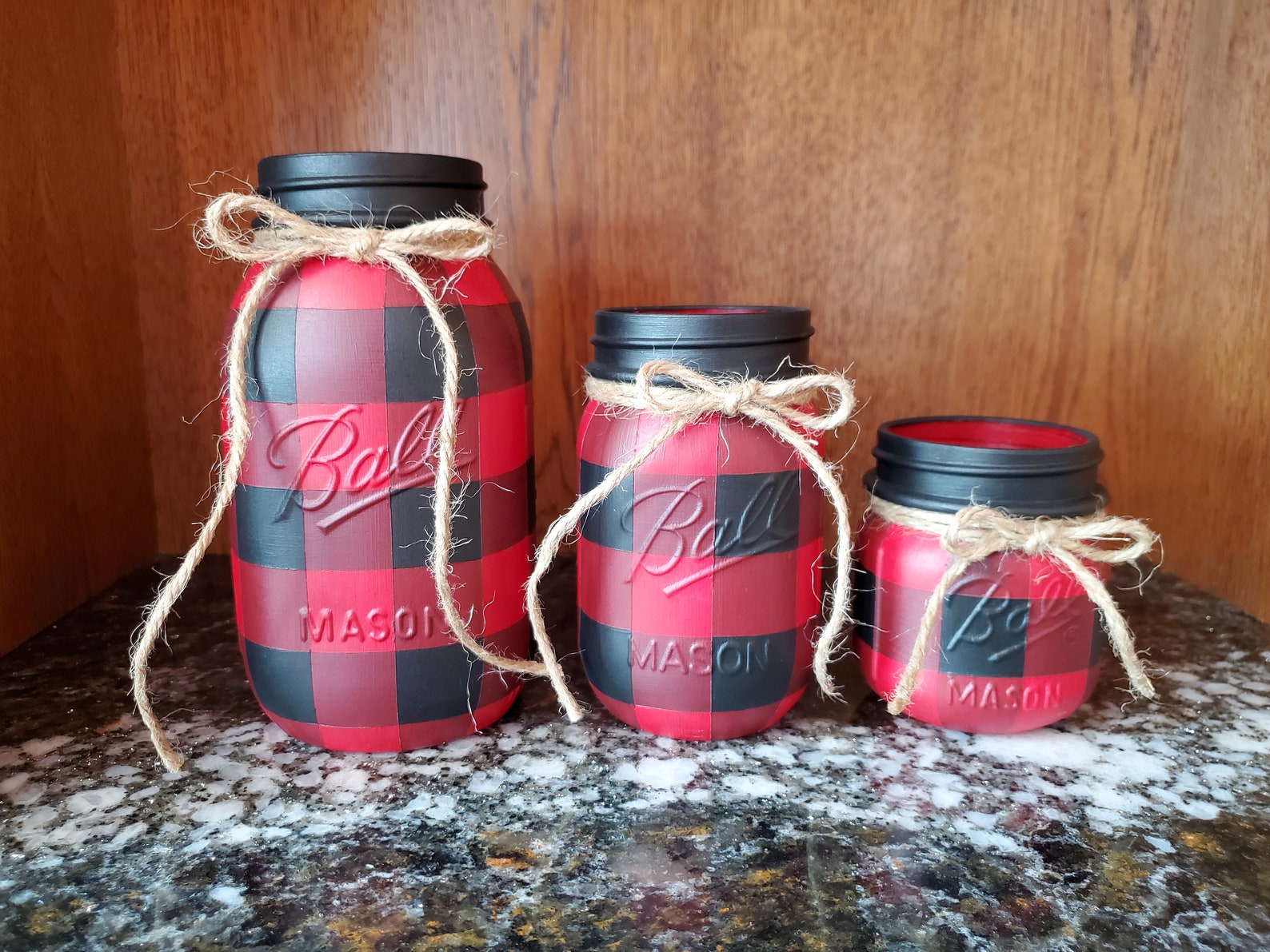 Red Buffalo Check Mason Jar Flower Vase Buffalo Plaid Mason - Etsy