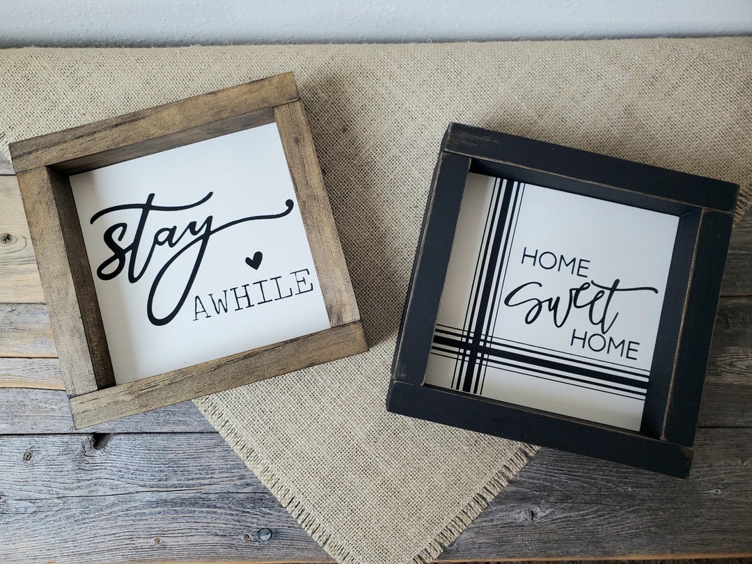 Small Tabletop Sign - Mini Home Sign - Tiered Tray Decor - Home Sweet ...