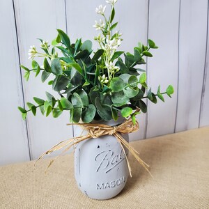 Greenery Mason Jar Arrangement Small Farmhouse Greenery - Etsy