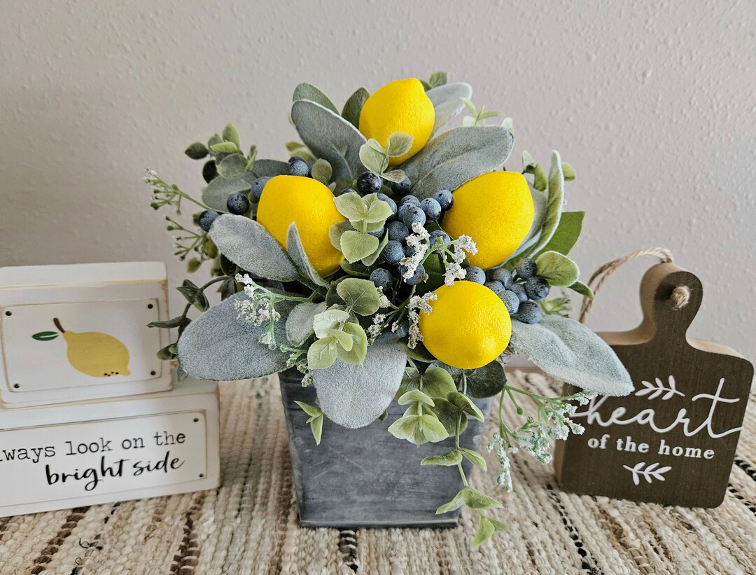 Lemon Floral Arrangement - Lemon and Blueberry Arrangement - Lemon ...