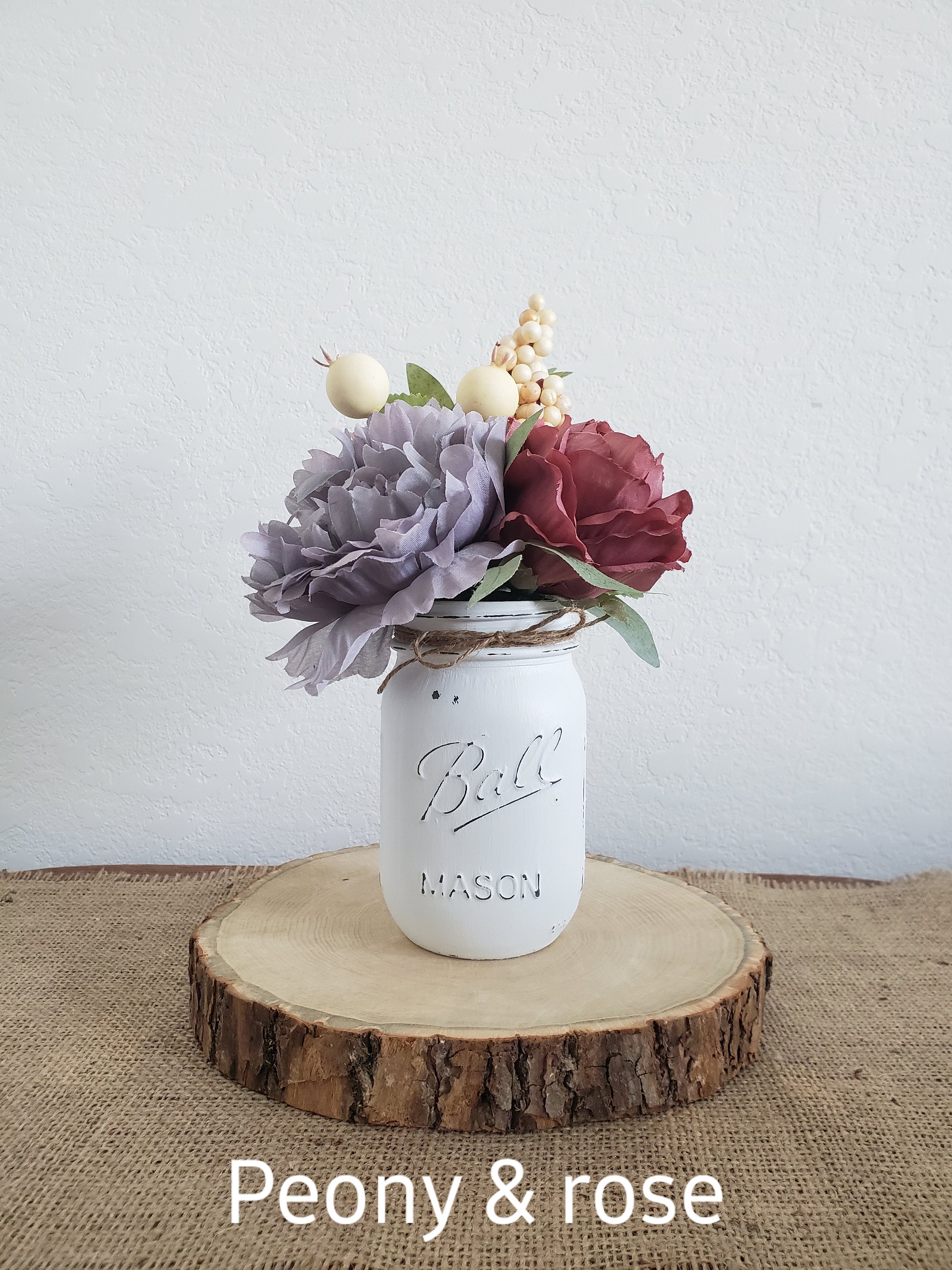 Mason Jar Floral Arrangement Painted Mason Jar Mason Jar - Etsy