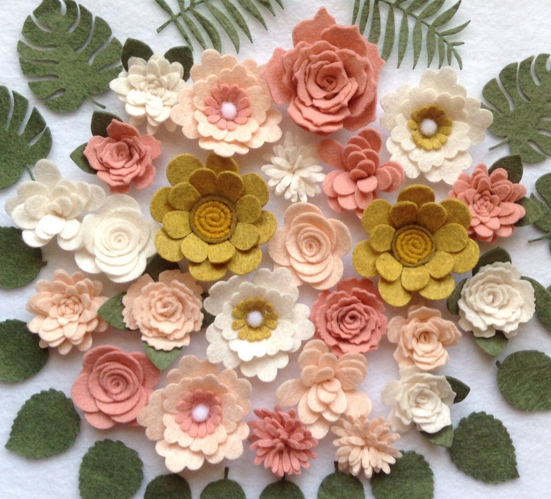 Felt Flowers, Nursery Decor, Blush Flowers, Loose Felt Flowers ...