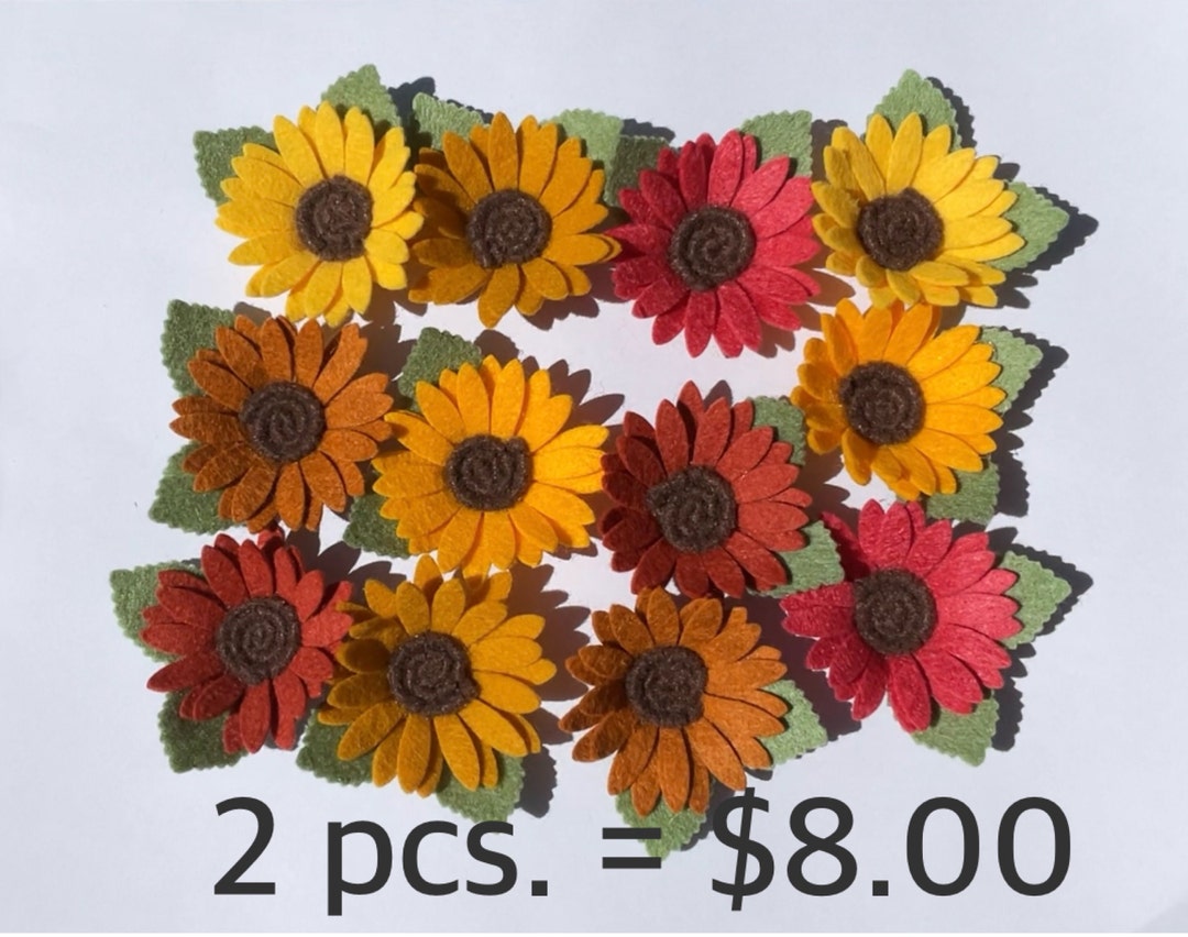Sunflower Hair Clips, Felt Sunflower Hair Clips, Wool Sunflower Hair ...
