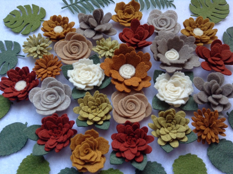 Fall Felt Flowers Autumn Felt Flowers Loose Felt Felt - Etsy