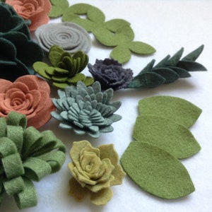 Succulenst/Flowers Loose SucculentsWool Blend Felt Flowers | Etsy
