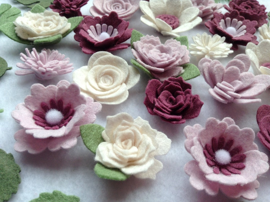 Loose Felt Flowers, Assembled Felt Flowers, Flower Embellishments ...