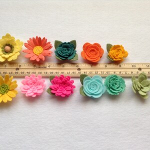 Spring Felt Flowers, Loose Felt Flowers, Rainbow Felt Flowers, Colorful ...